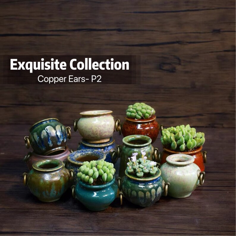 Planter With Copper Ears, Mini Succulent Flower Pot, Ceramic Mini ...