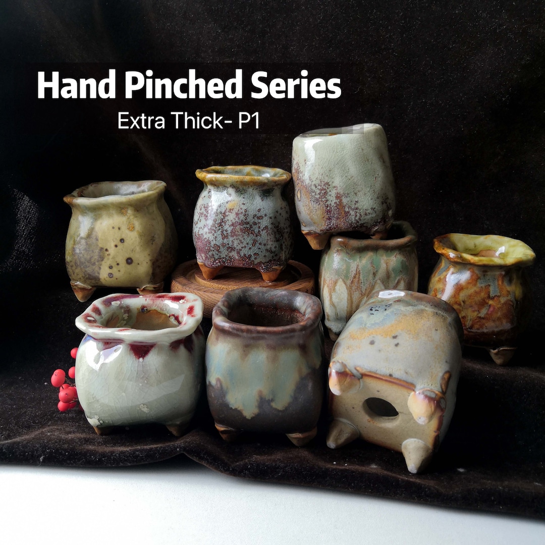 Extra Thick Hand Pinched Planter, Mini Succulent Flower Pot, Ceramic ...