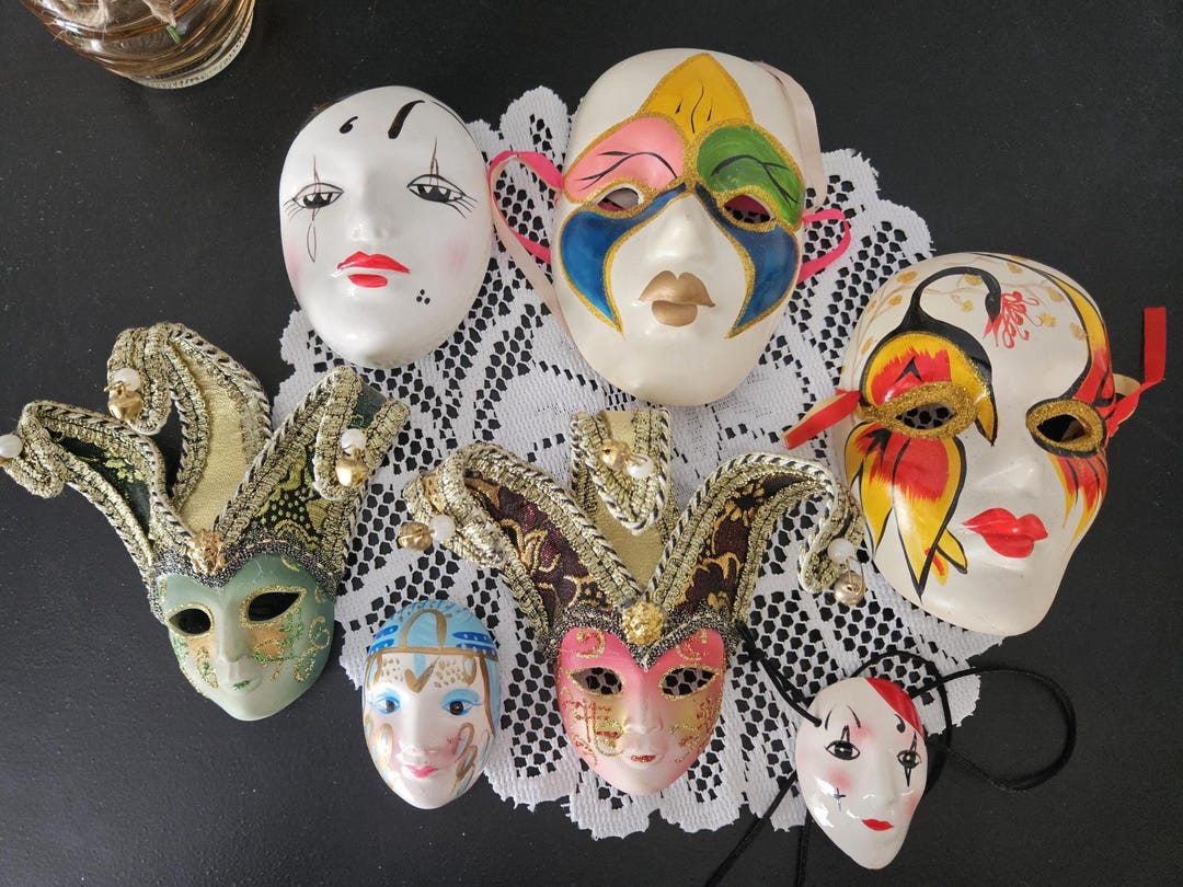 Lot of 7 Vintage Wall Art Carnival Ceramic Masks Clowns Masquerade ...