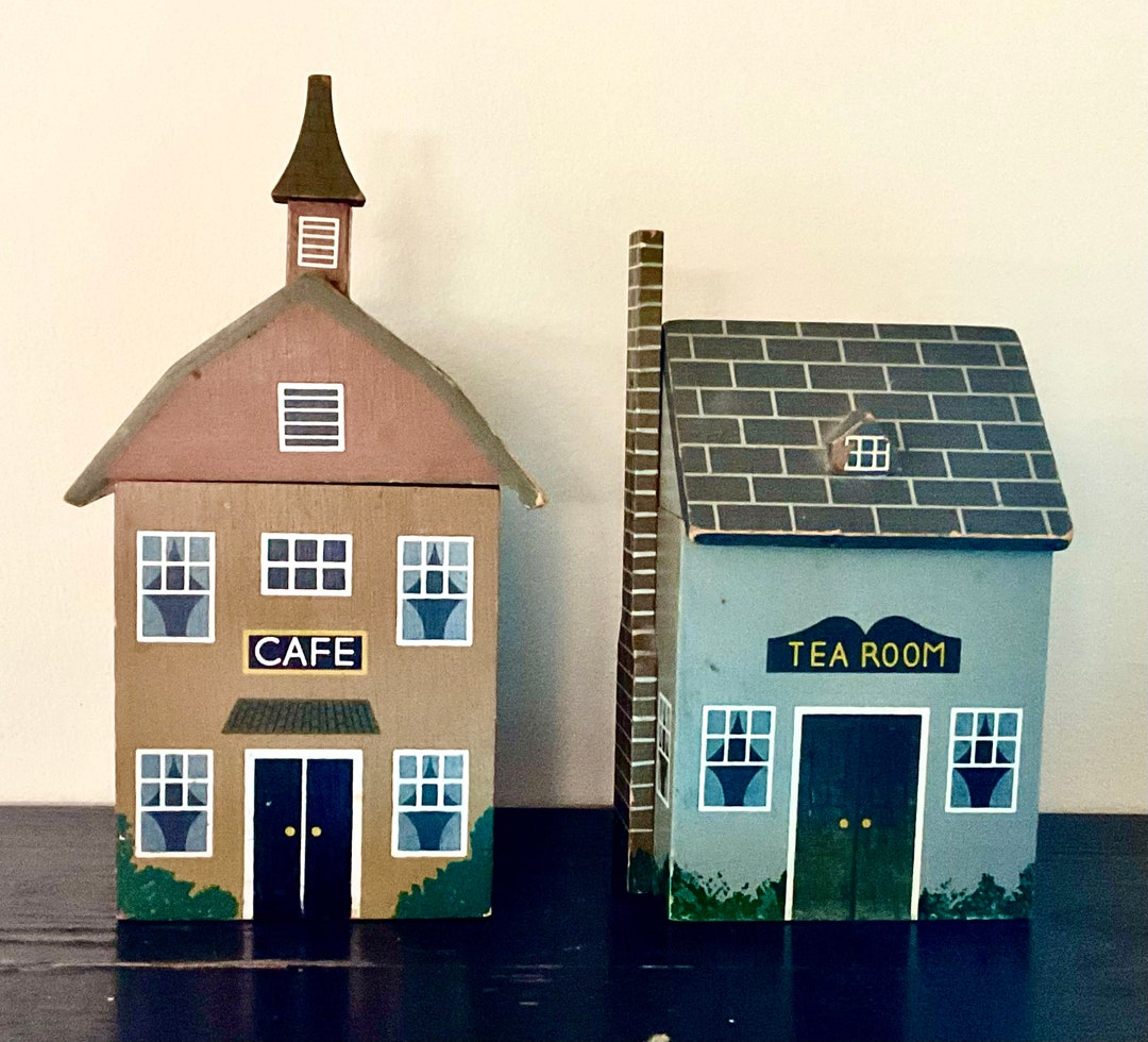 Wood House Country Cottage Canister Set W Inserts Farmhouse Village 2 ...