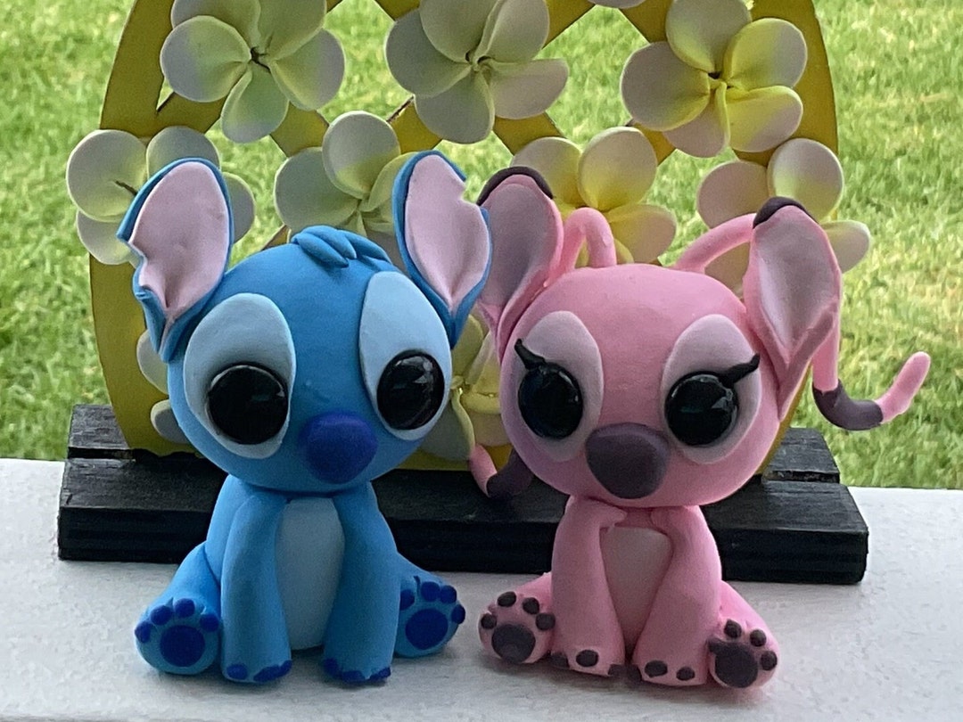 Stitch and Angel Cute Figurines Cake Topper Lilo and Stitch, Handmade ...