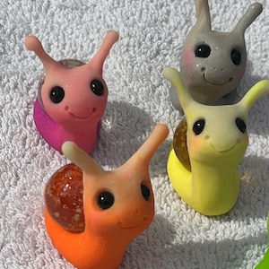 Whimsical Happy Marble Snails With Glow in the Dark Sparkles - Fairy ...