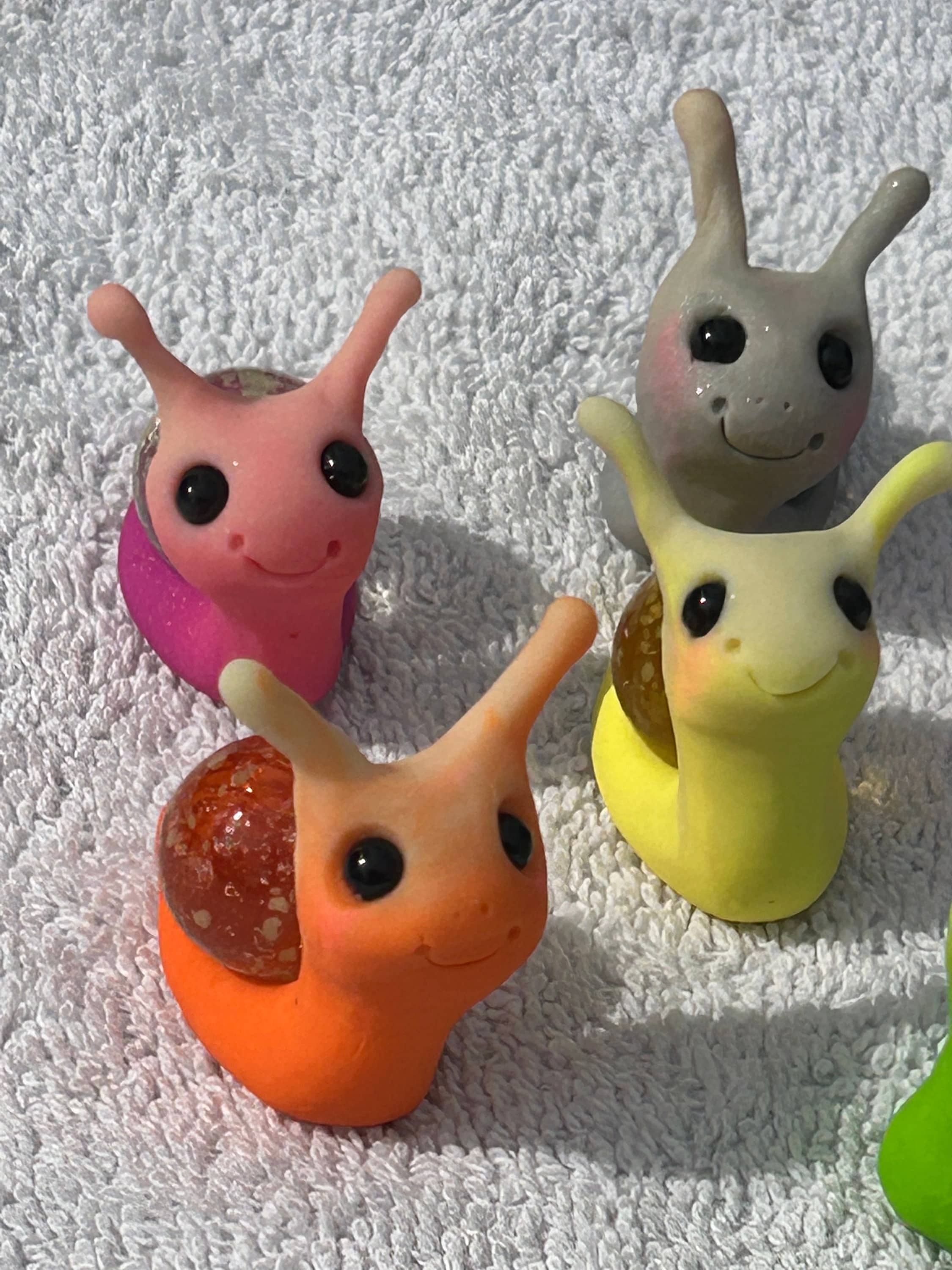 Whimsical Happy Marble Snails With Glow in the Dark Sparkles - Fairy ...