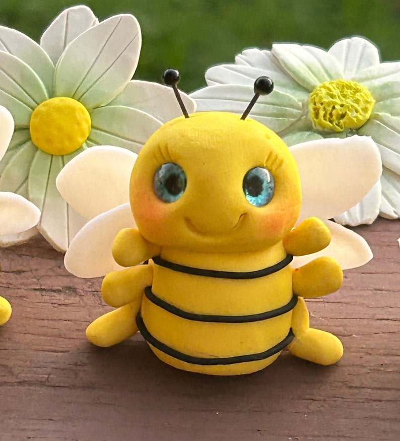 Handmade Polymer Clay Bumble Bee Figurine - Cute Standing Decor - Etsy