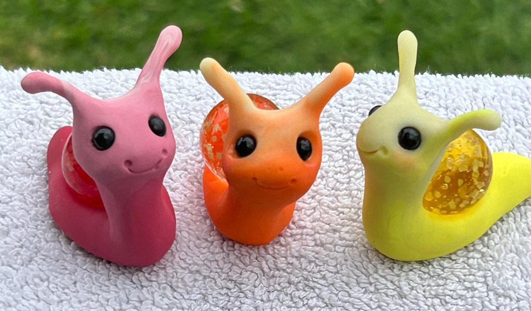 Whimsical Happy Marble Snails With Glow in the Dark Sparkles - Fairy ...