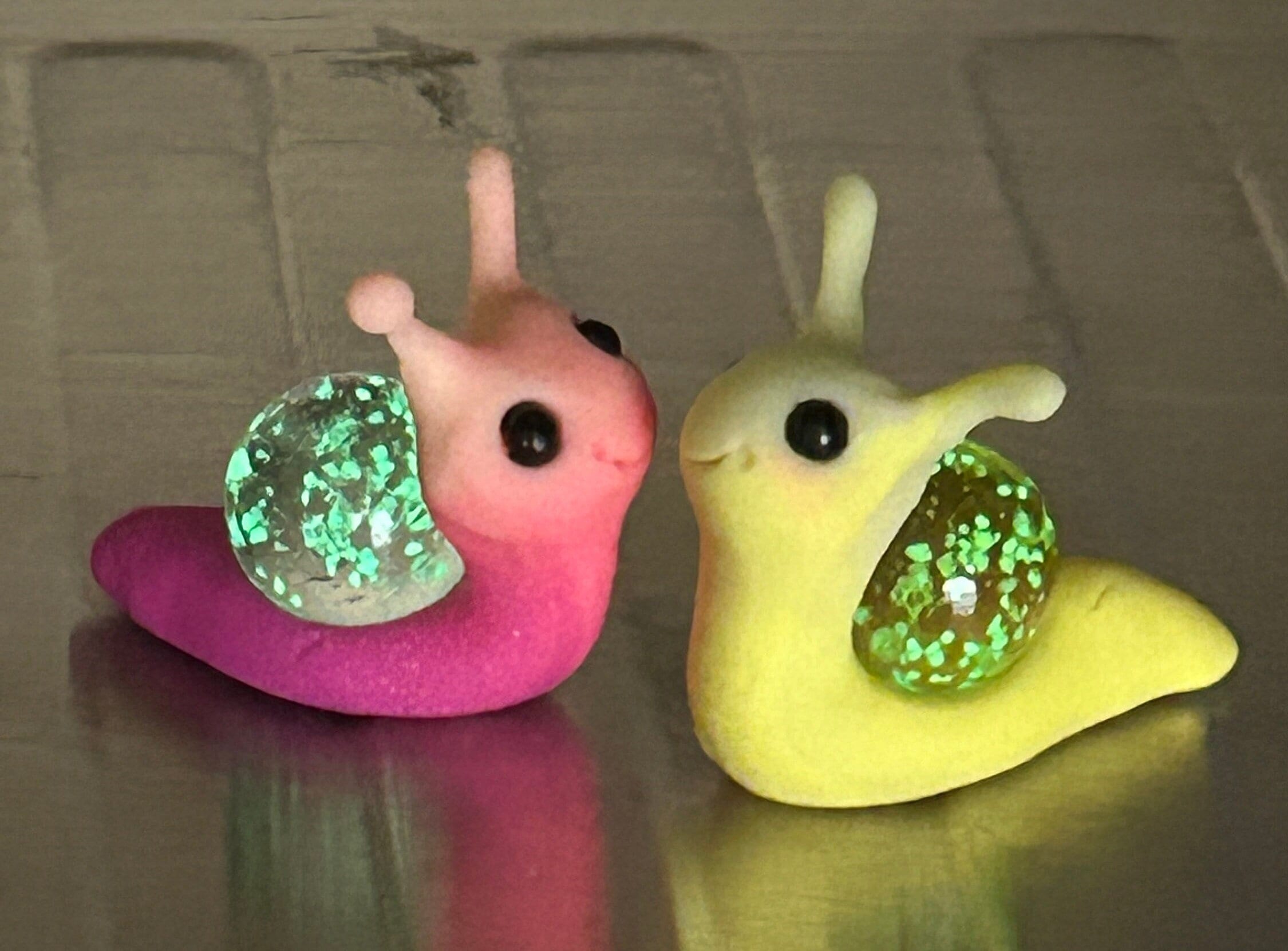 Whimsical Happy Marble Snails With Glow in the Dark Sparkles - Fairy ...