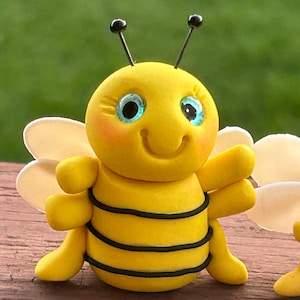 Handmade Polymer Clay Bumble Bee Figurine - Cute Standing Decor - Etsy