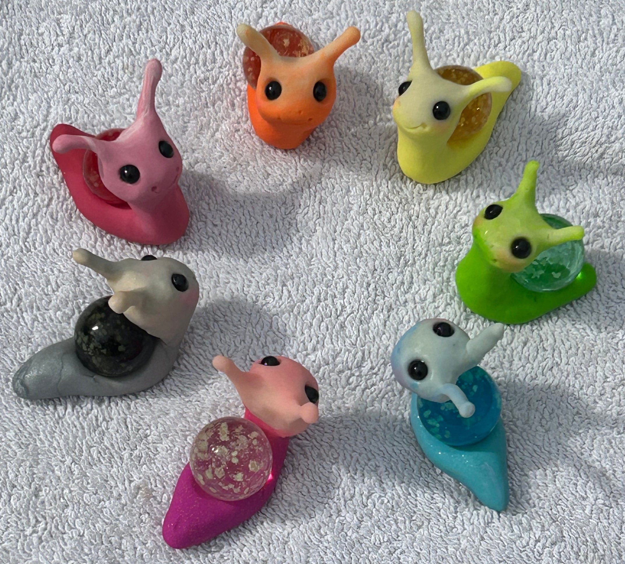 Whimsical Happy Marble Snails With Glow in the Dark Sparkles - Fairy ...