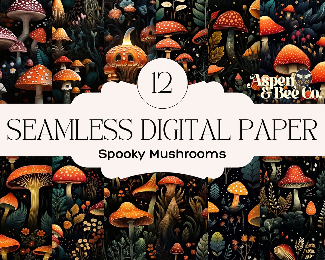 Spooky Mushroom Pattern 12 Digital Papers Halloween Seamless - Etsy