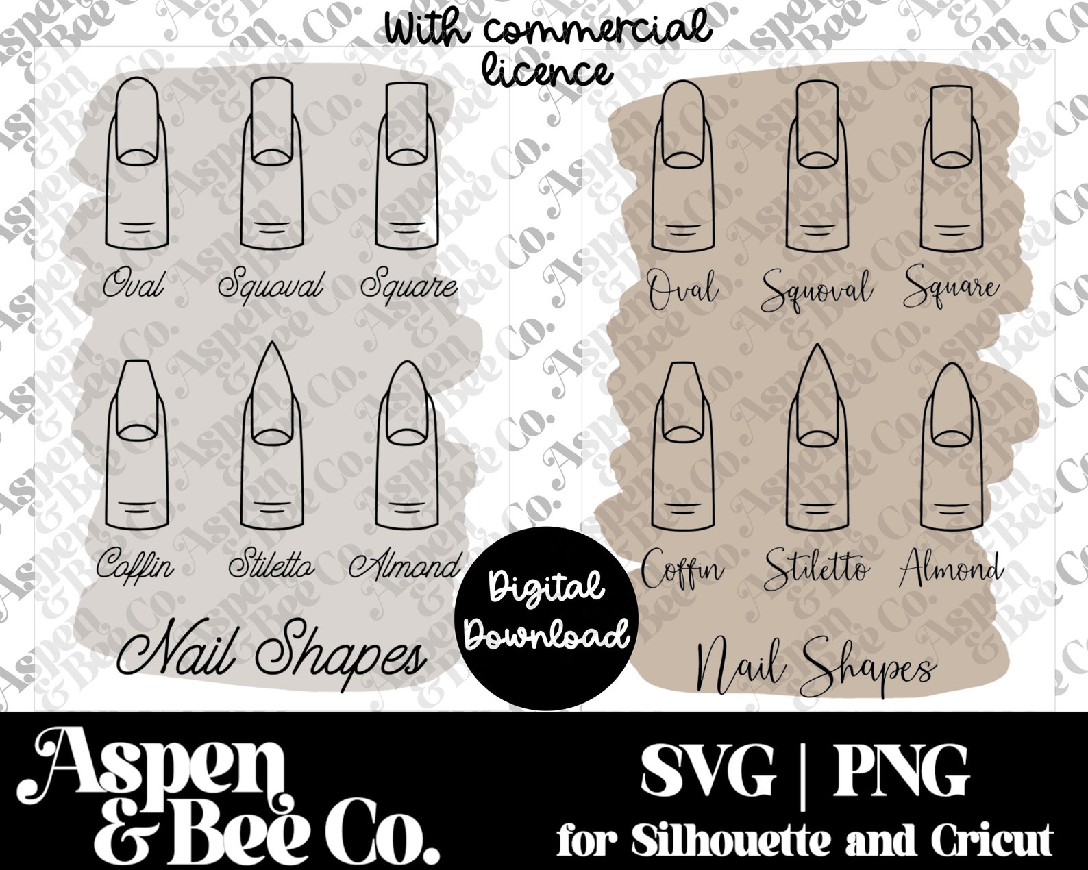 Nail Shapes Chart Sign SVG Bundle 2 Different Fonts PNG for Silhouette ...