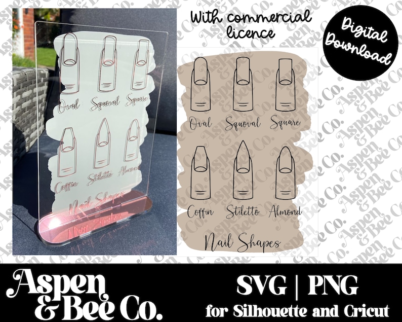 Nail Shapes Chart SVG Bundle: Salon Sign, 2 Fonts (digital Download) - Etsy