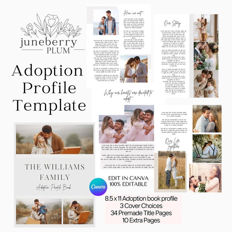 Adoption Canva Template, Neutral Adoption Profile Template, Fully ...