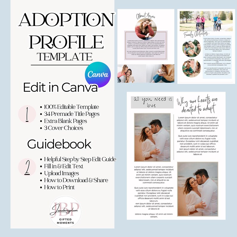 Adoption Canva Template, Neutral Adoption Profile Template, Fully ...