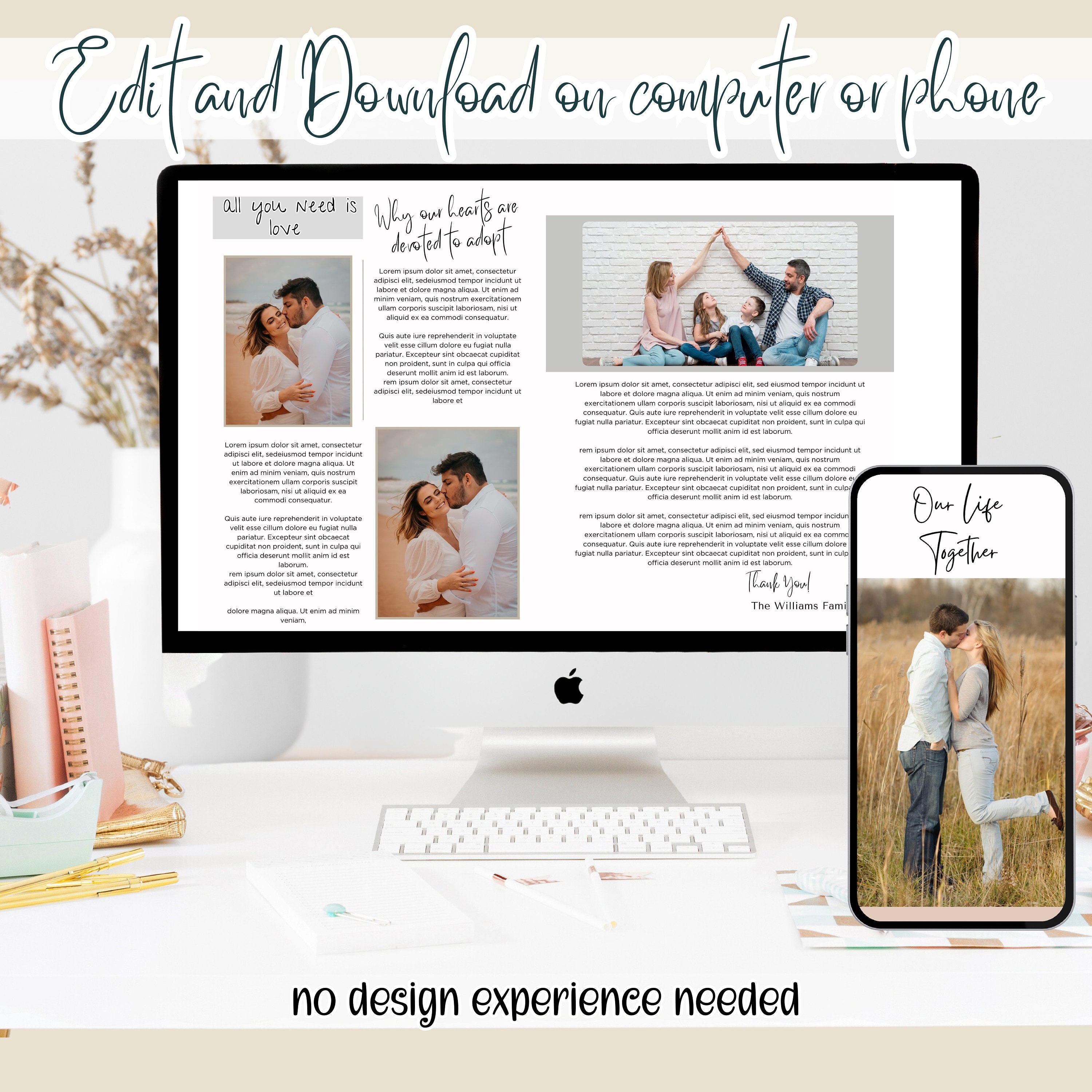 Adoption Canva Template, Neutral Adoption Profile Template, Fully ...