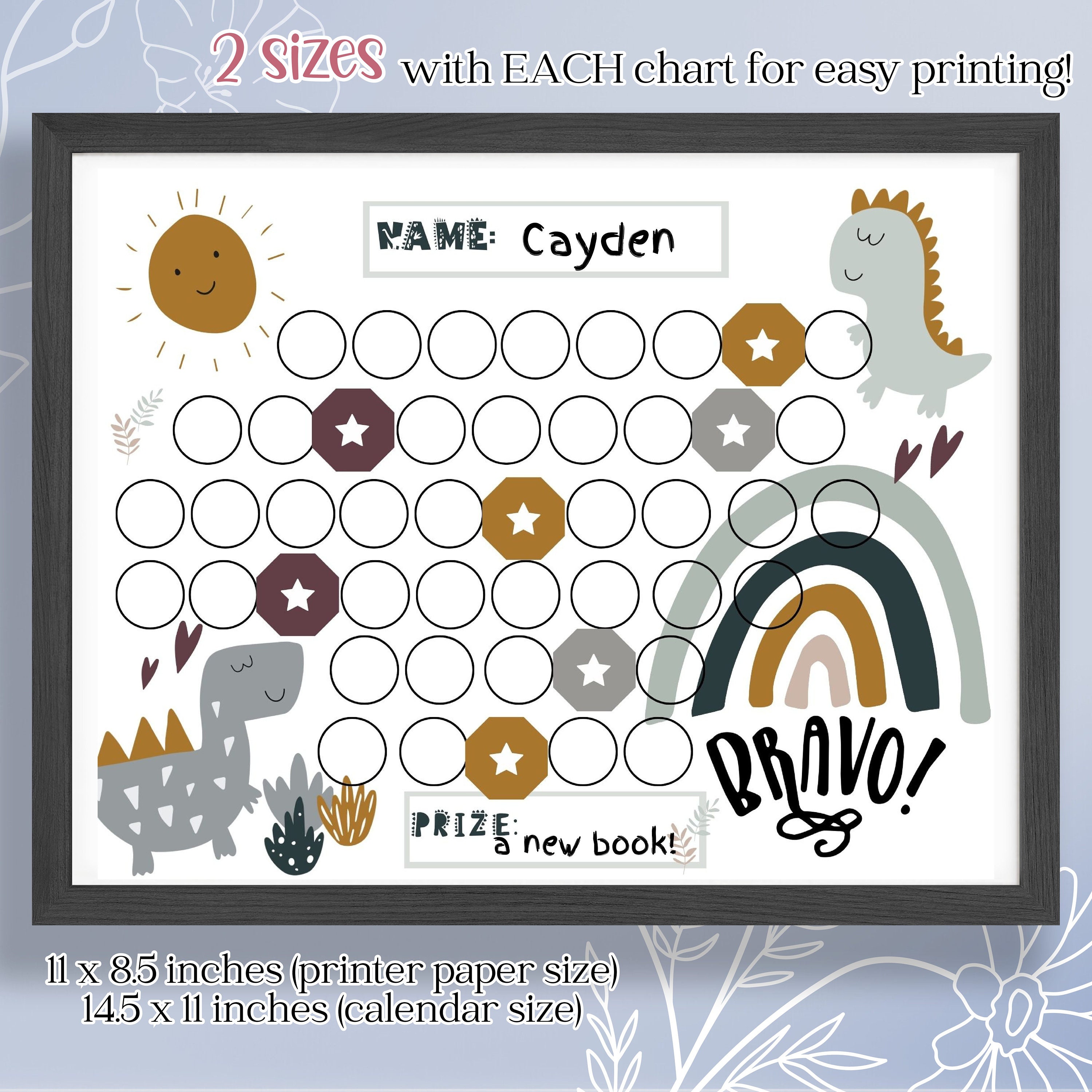 Dinosaur Reward Chart, Printable Behavior Boy Reward Chart, Toddler ...