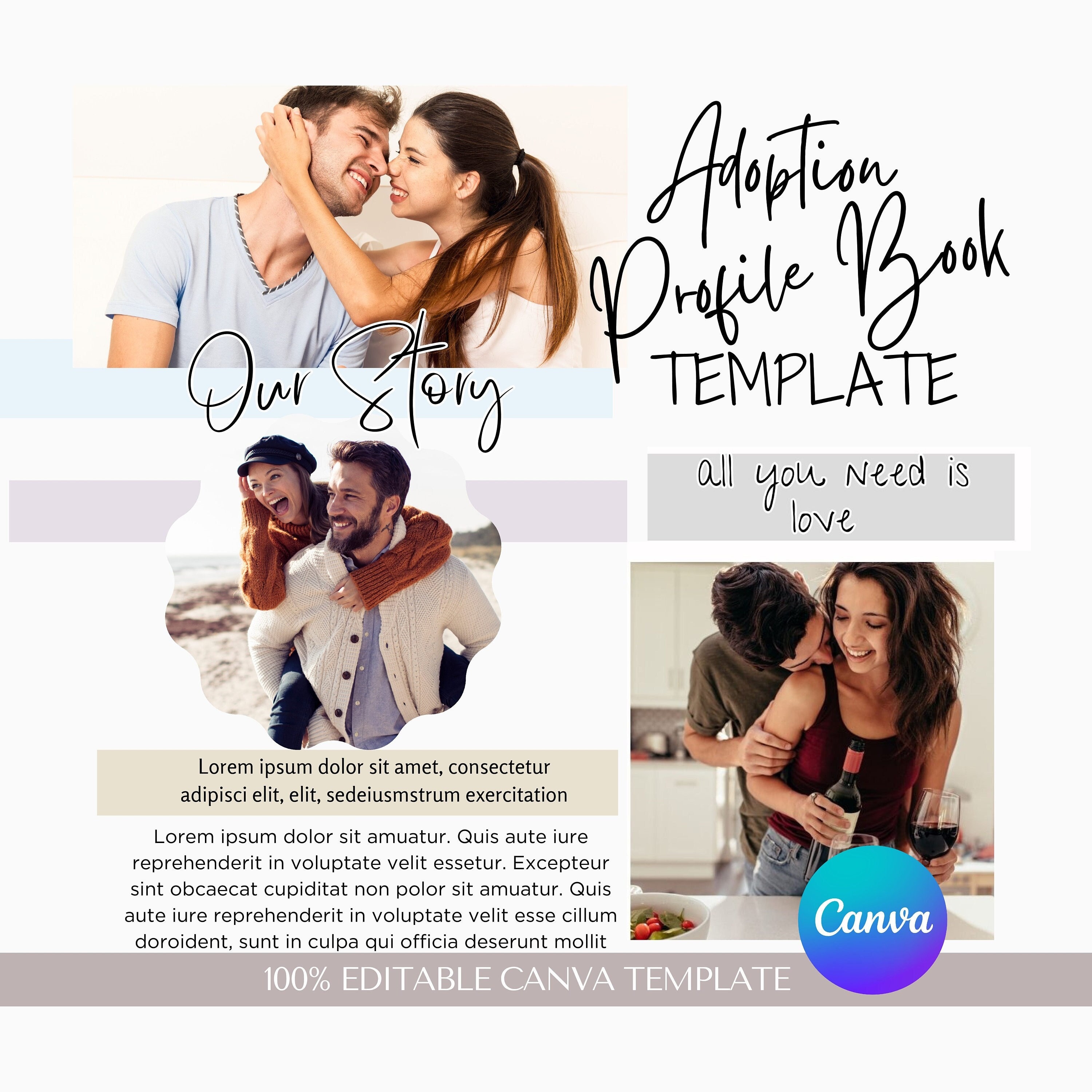 Modern Adoption Profile Book Template, Modern and Customizable Adoption ...