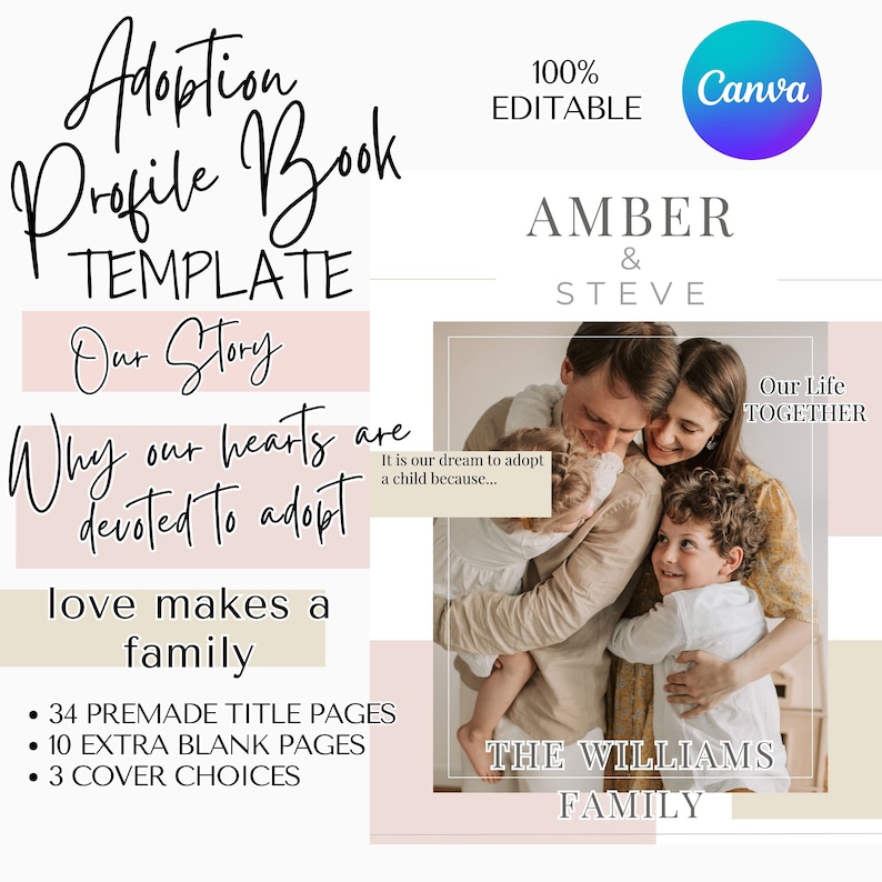 Fully Editable Adoption Family Profile, Adoption Canva Template ...