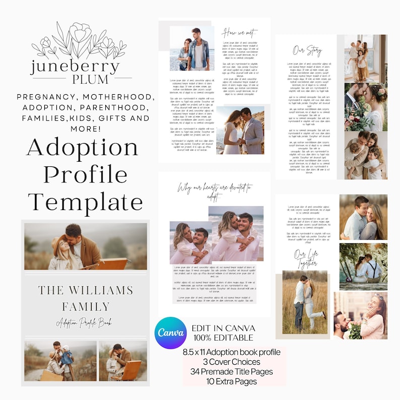 Adoption Canva Template, Neutral Adoption Profile Template, Fully ...