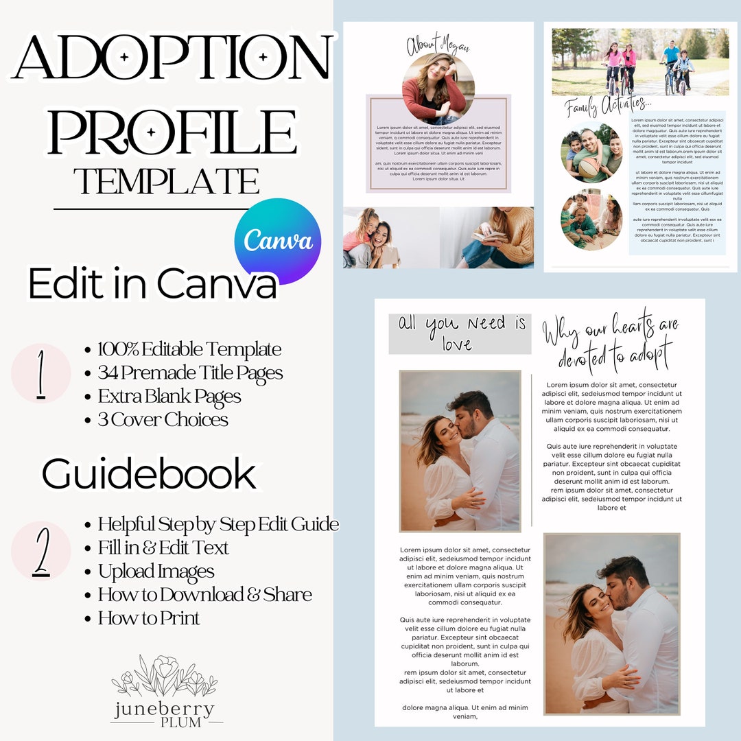 Adoption Canva Template, Neutral Adoption Profile Template, Fully ...