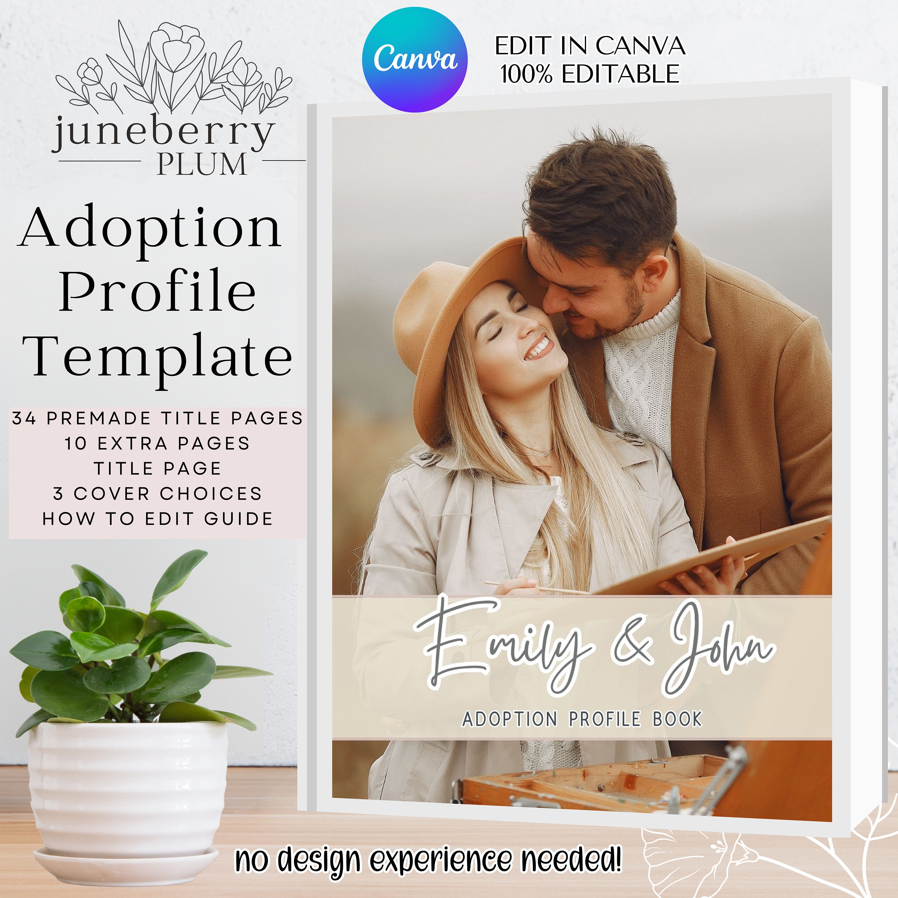 Adoption Canva Template, Neutral Adoption Profile Template, Fully ...