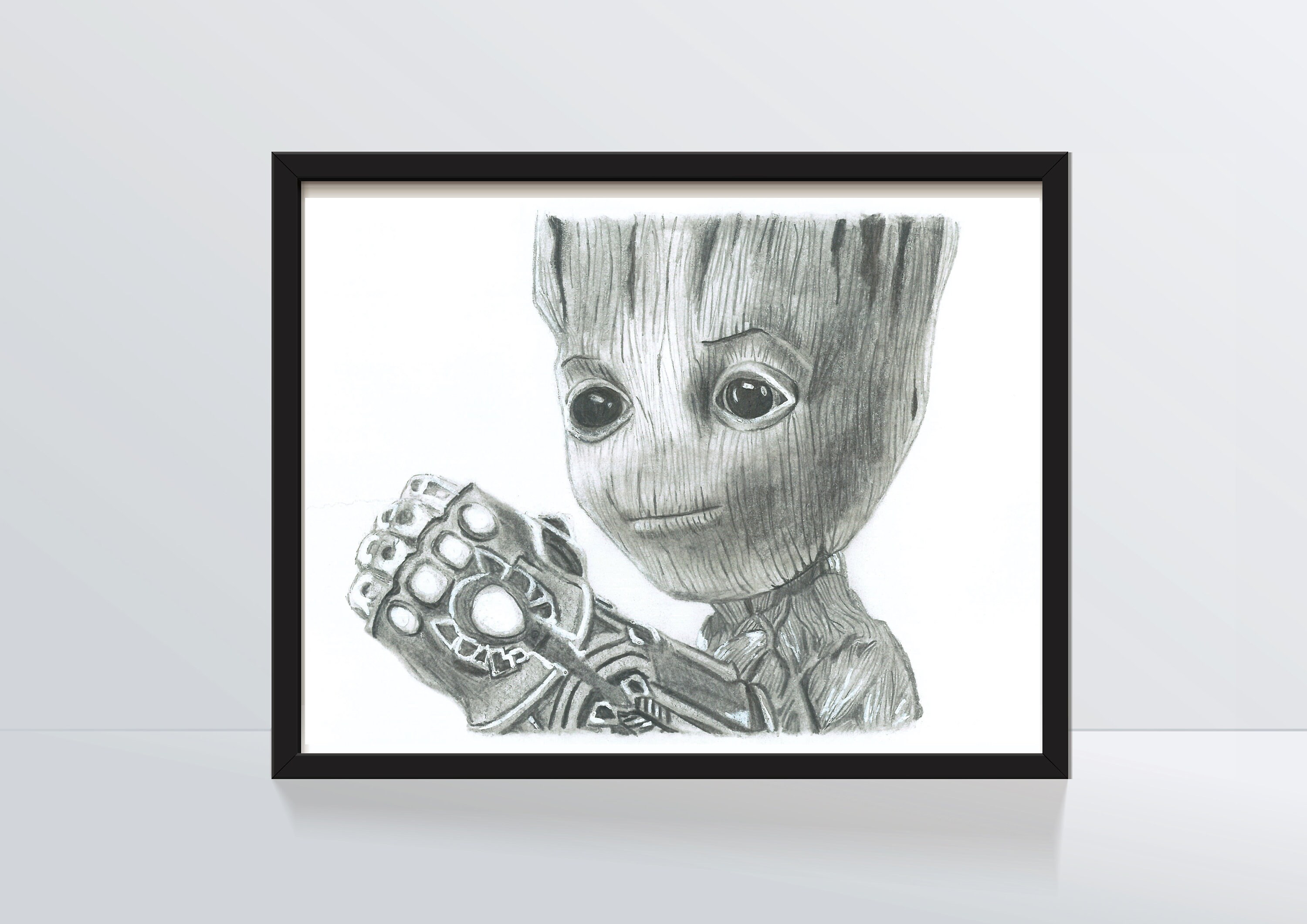 Groot Pencil Sketch, Graphite Pencil Drawing Digital Sketch Art Print ...