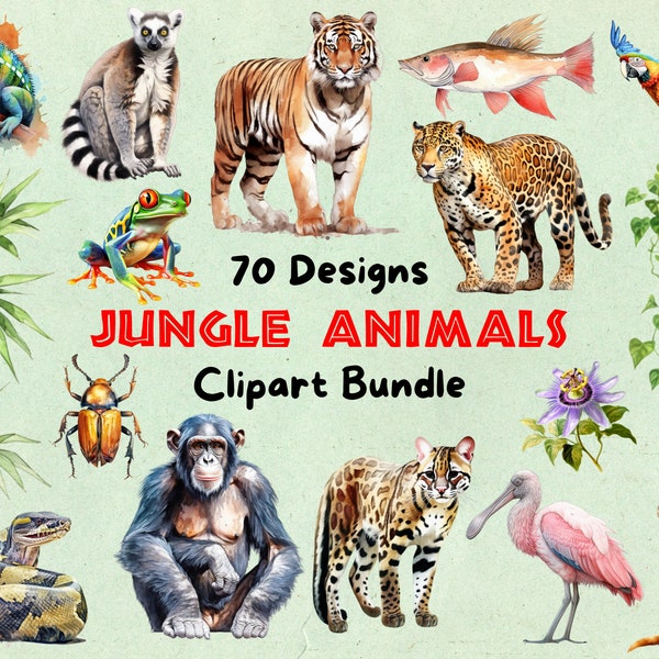 Jungle Animal Clipart - Etsy