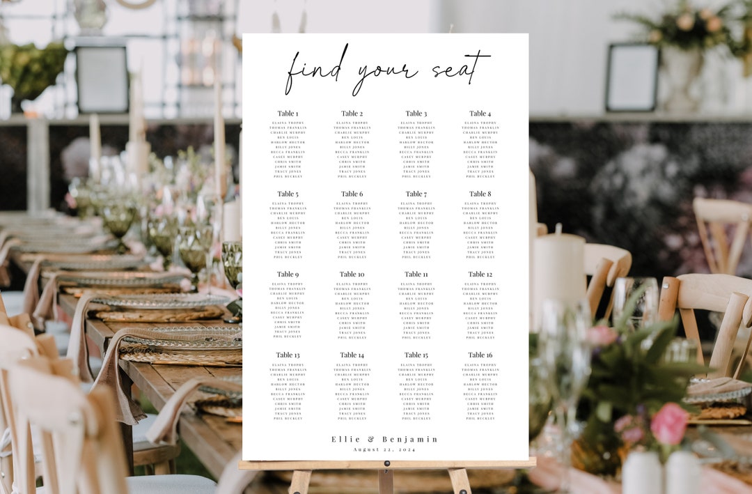 Find Your Seat Wedding Reception Seating Sign, Template, Instant ...