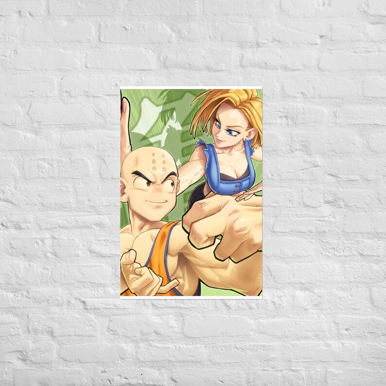 Krillin X Android 18 Poster Romantic Dragon Ball Z Wall Art Anime ...
