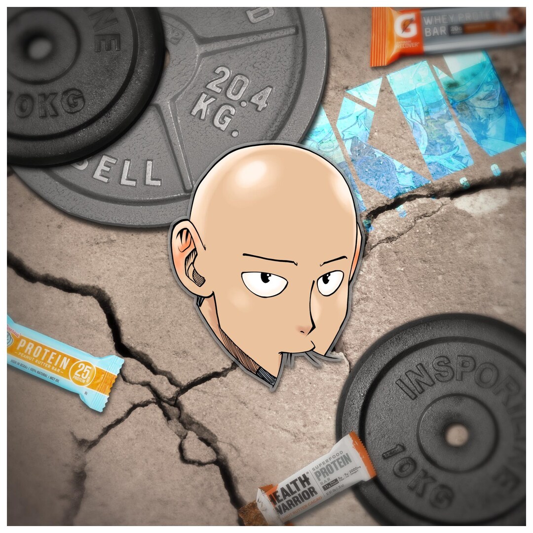 Saitama CHOMP! Sticker: One Punch Man Anime Decal - Etsy
