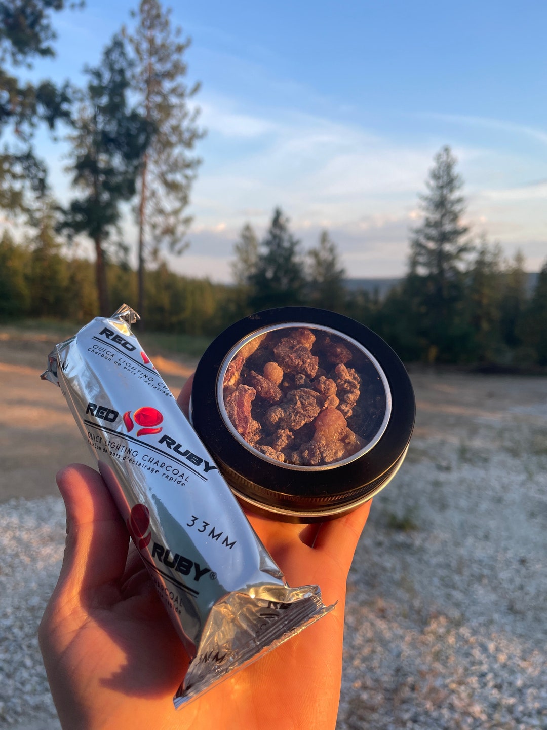 3 Oz. Tin Wild Harvested Ponderosa Pine Resin, W/ Charcoal Pack ...