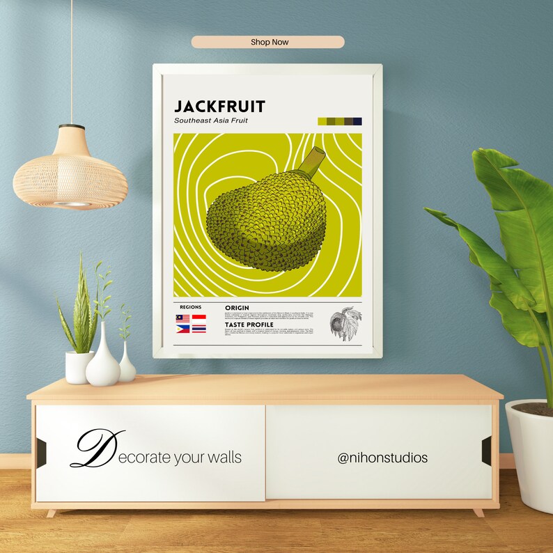 Jackfruit Poster , Realistic Fruit Poster , Retro Fruit Poster ...