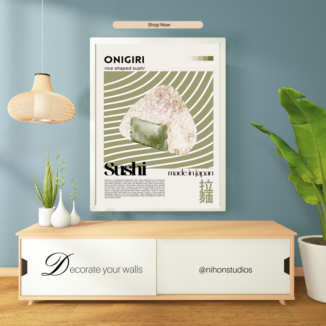 Onigiri Wall Art, Japanese Street Food Poster, Home Decor, Digital ...