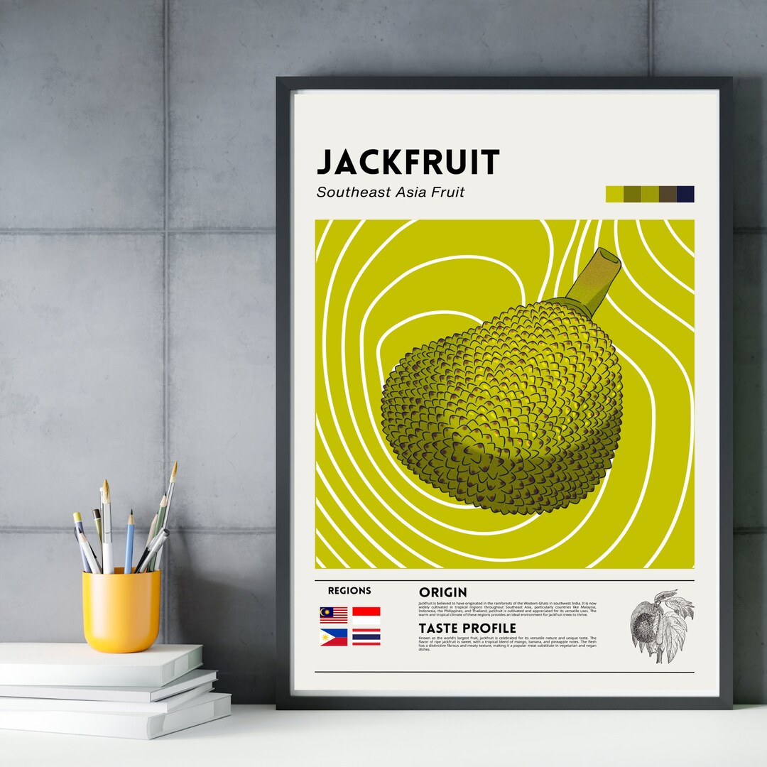 Jackfruit Poster , Realistic Fruit Poster , Retro Fruit Poster ...