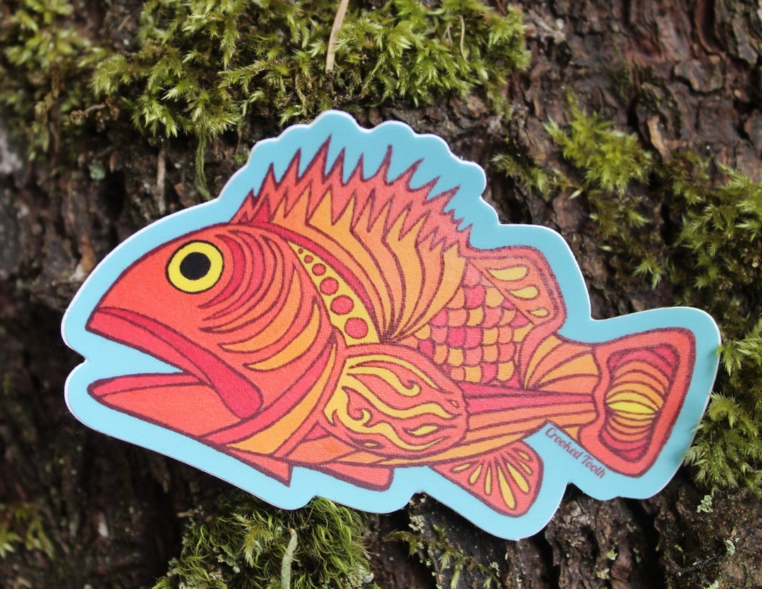Yelloweye Rockfish Vinyl Sticker Fish Decal Glitter Sticker - Etsy