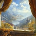 Enchanted Medieval Castle Window View Digital Print, Fantasy Landscape ...