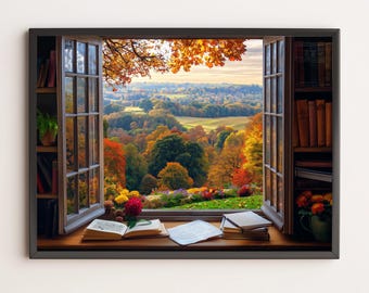 English Country Garden View - Cottage Window - Landscape Painting ...