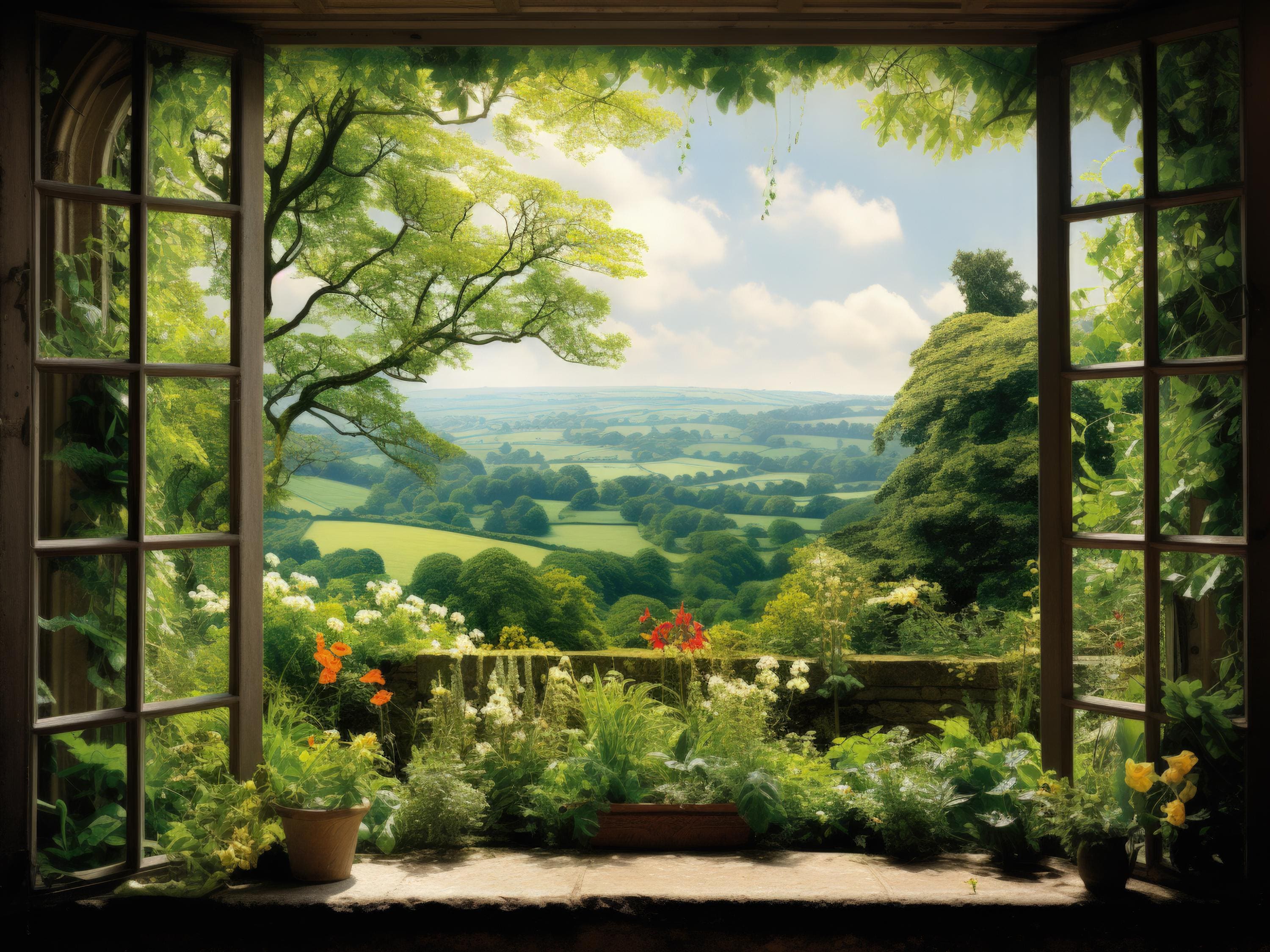 Window View Digital Art Bundle, 11 High-quality Landscape Prints ...