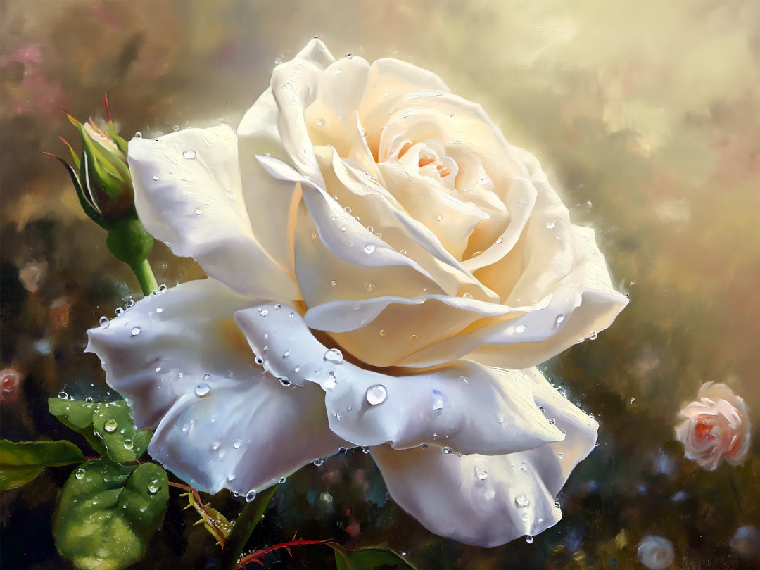 White Rose Painting Digital Art - Summer Flowers English Garden After ...