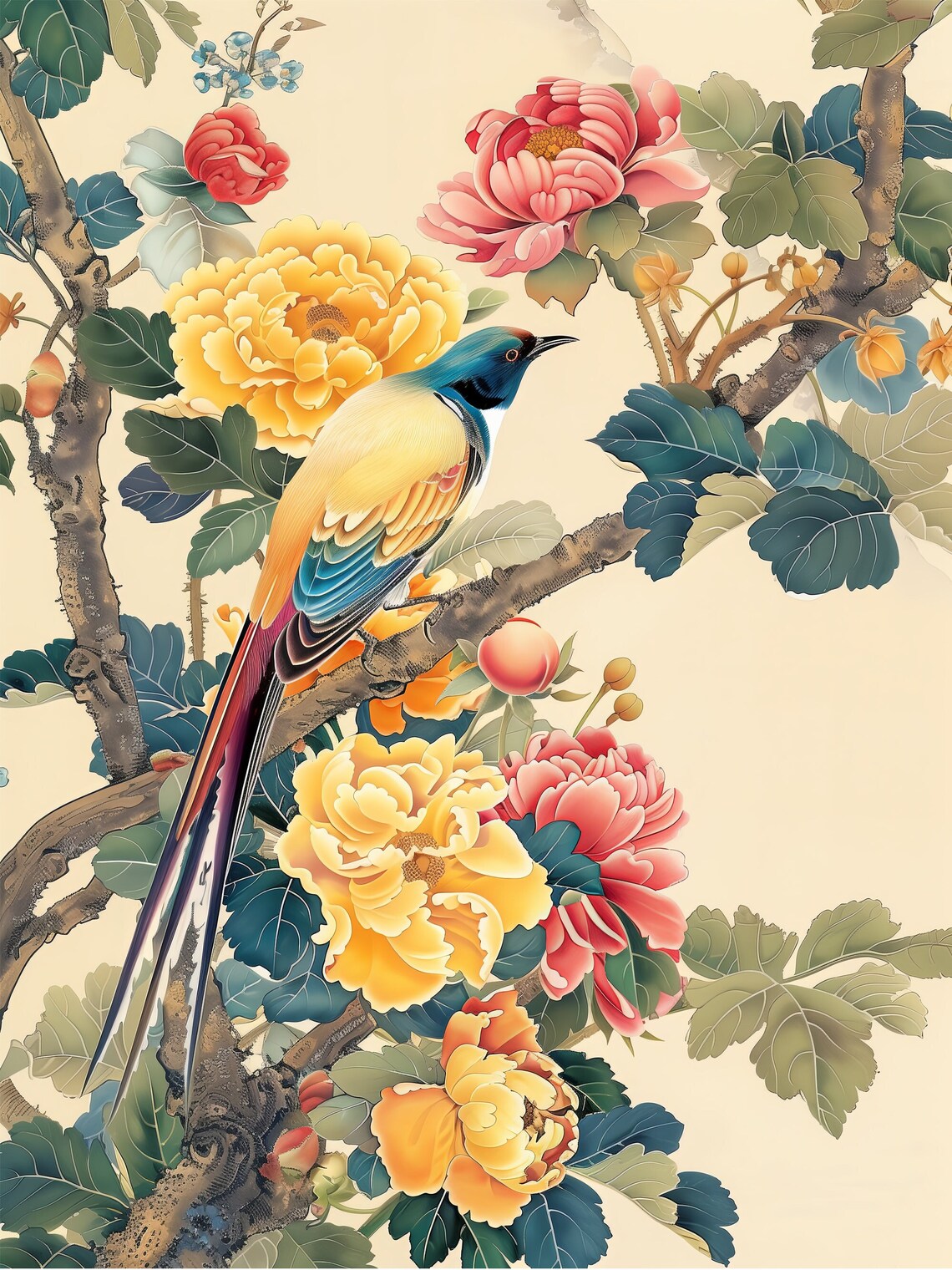Chinese Art Print - Chinese Bird Print - Digital High-resolution ...
