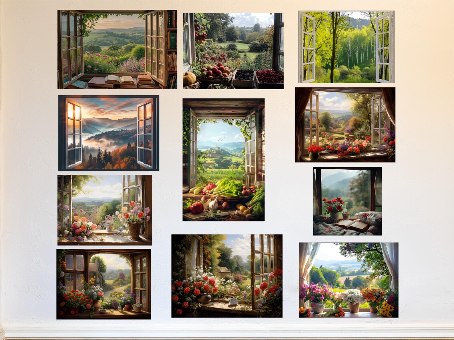 Window View Digital Art Bundle, 11 High-quality Landscape Prints ...