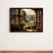 Window View Wall Art: English Cottage, Flower Garden View Digital Print ...