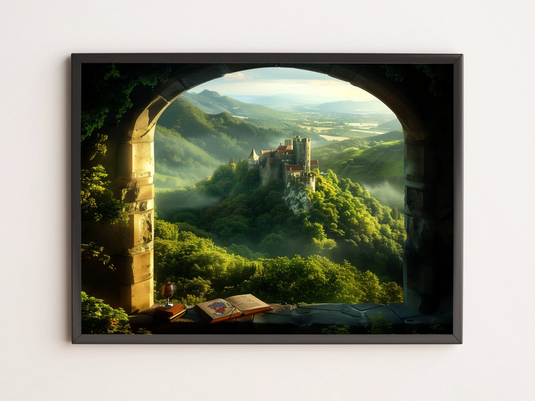 Arched Window View - Medieval Castle - Lush Valley - Digital Art ...