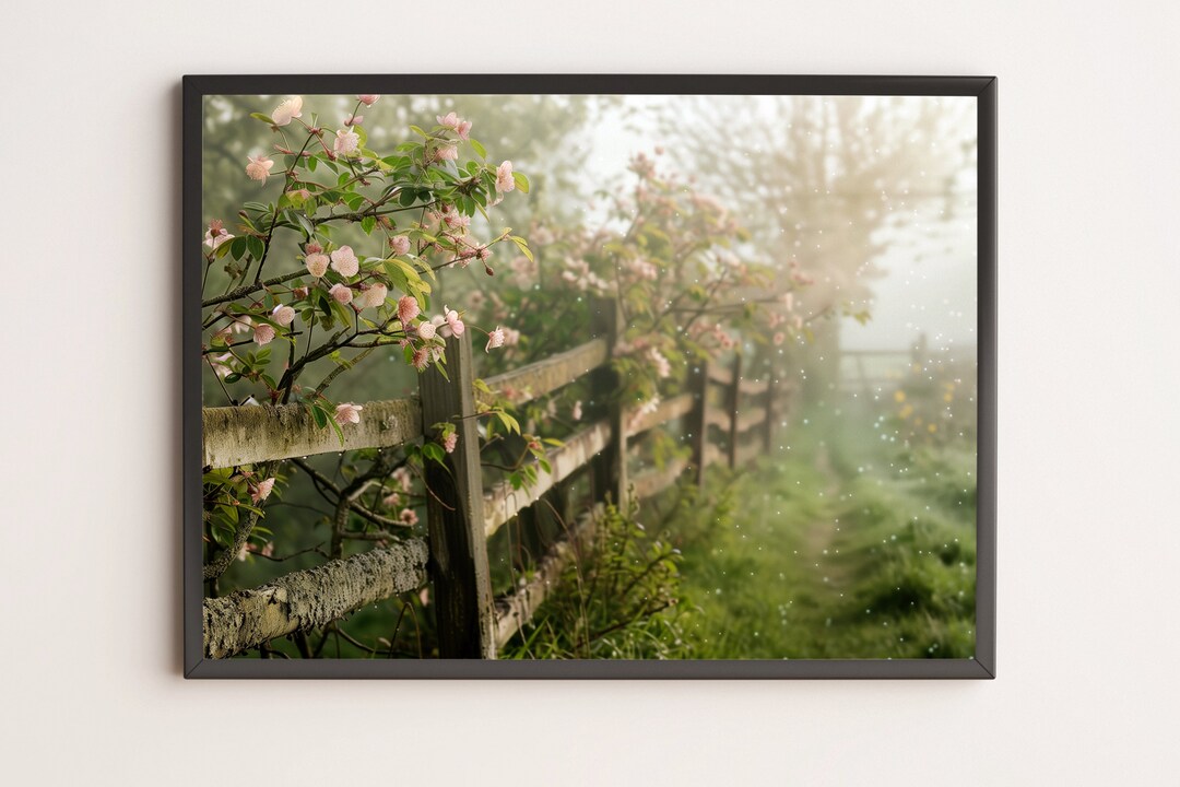 Early Spring English Hedgerow Digital Art Print - Misty Morning Light ...
