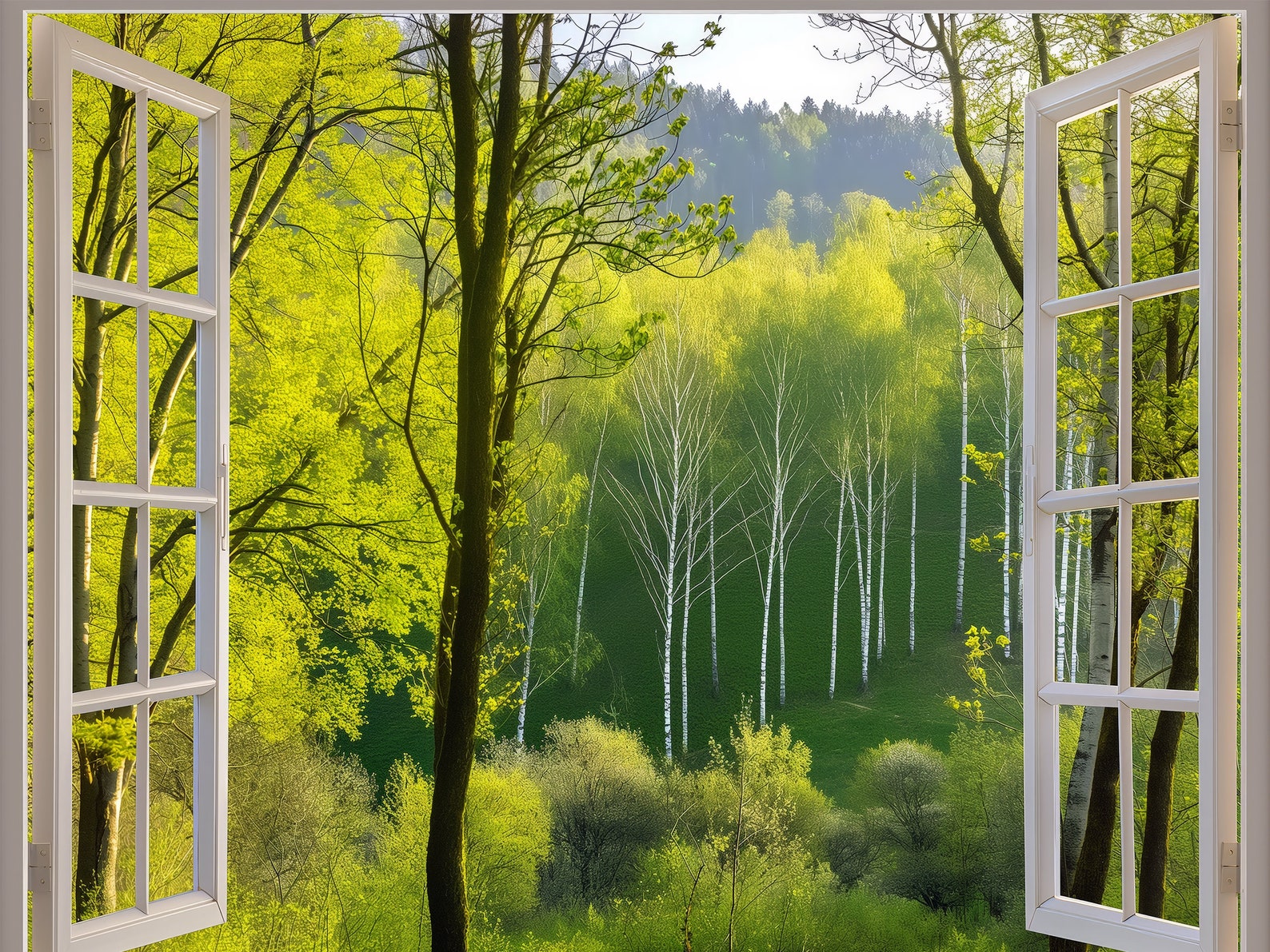 Open Window With Spring Forest View Digital Download, Nature Wall Art ...