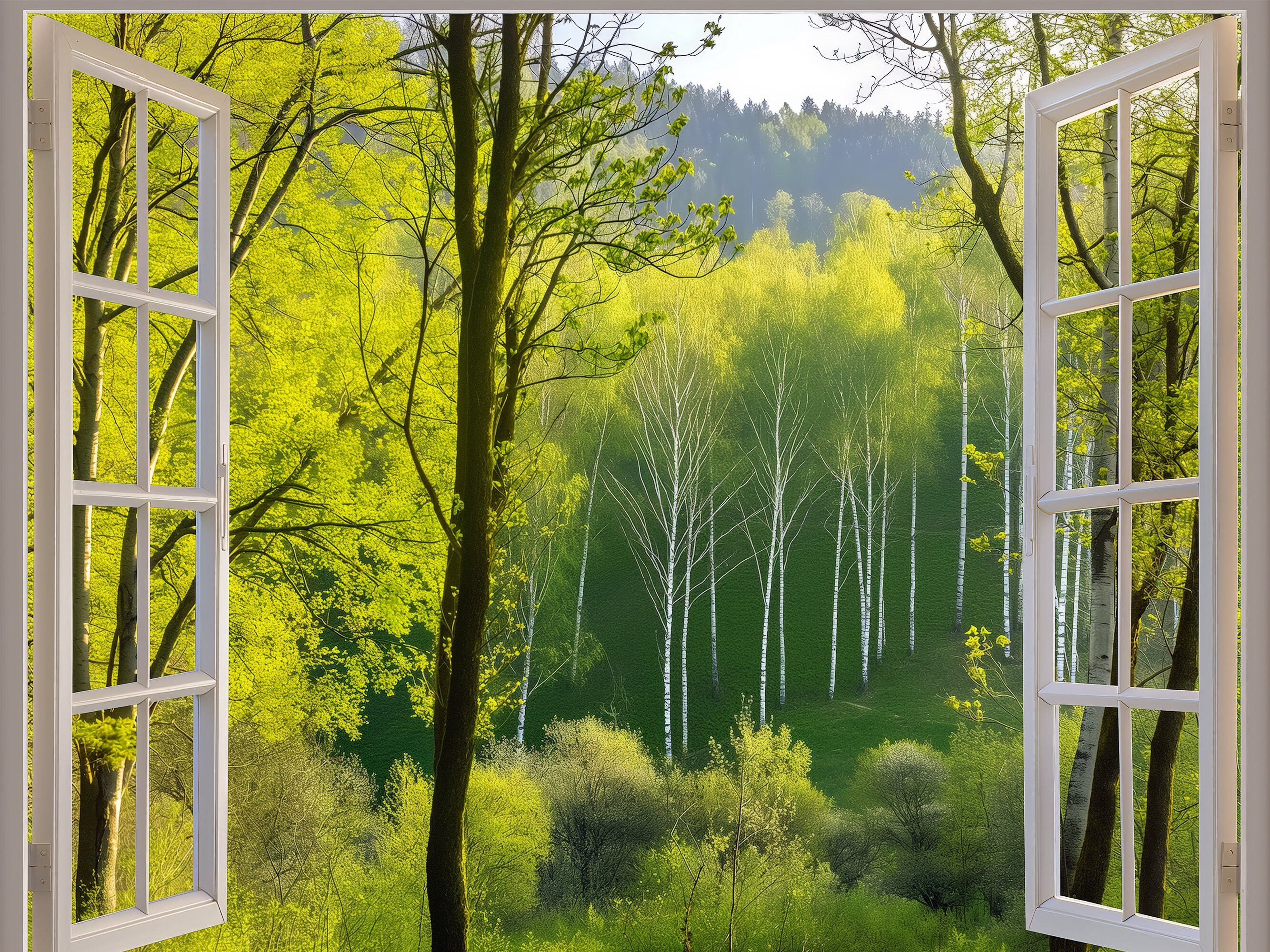 Open Window With Spring Forest View Digital Download, Nature Wall Art ...