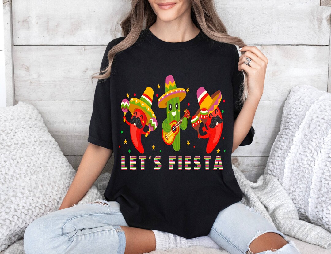 Let's Fiesta Shirt, Mexican Maracas, Sombrero Shirt, Cinco De Mayo ...