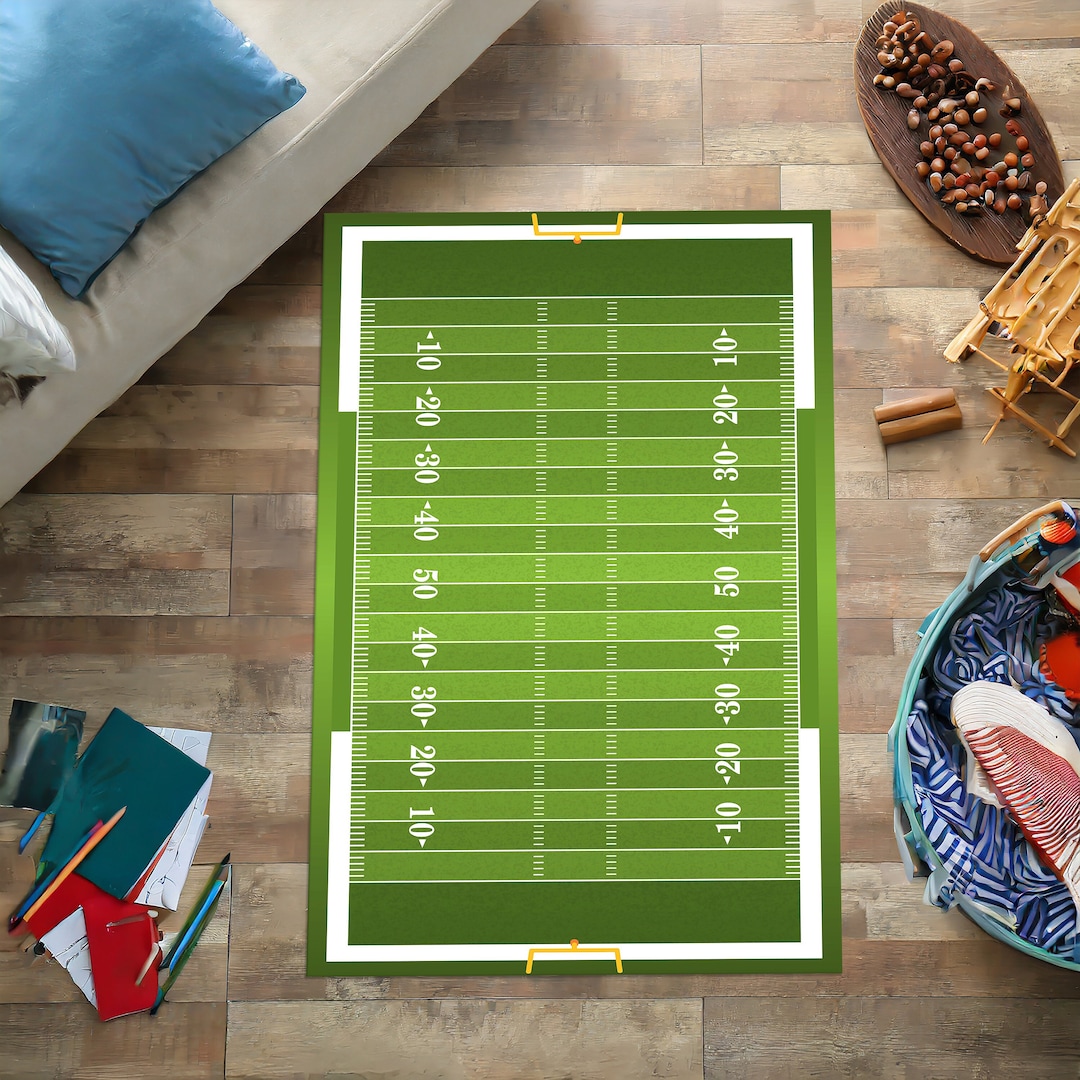 Soccer Field Rug, American Football Rug Custom Team Logo Rug, Washable ...