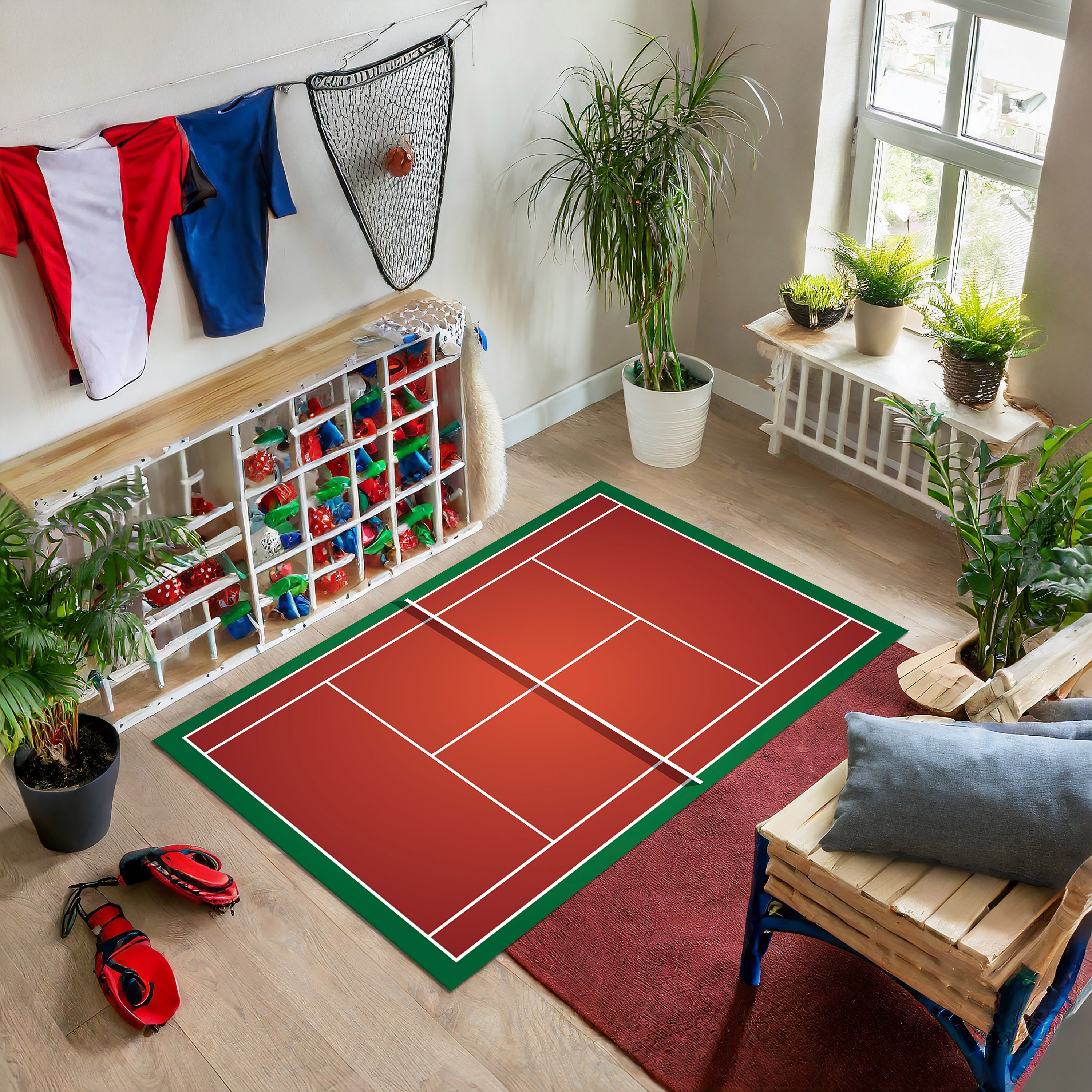 Tennis Court Rug, Tennis Field Rug, Sport Exercises Rug, Sport Rug ...