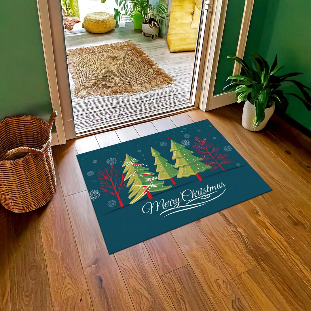 Merry Christmas Tree Rug, Happy New Year Decor, Festive Party Supplies ...