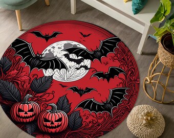 Red Gothic Witch Rug, Bat Rug, Butterfly Rug, Withcy Journal Rug ...